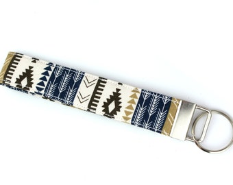 Aztec Key Fob Tribal Key Chain Coral Key Wristlet Mint