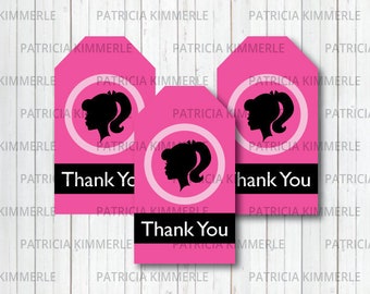 Barbie favor tags | Etsy