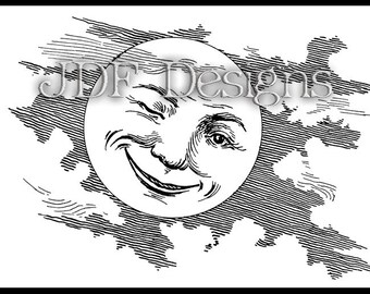 Winking moon | Etsy
