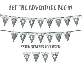 LET the ADVENTURE BEGIN Vintage Map Printable Party Banner