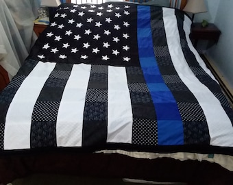 Thin blue line blanket | Etsy