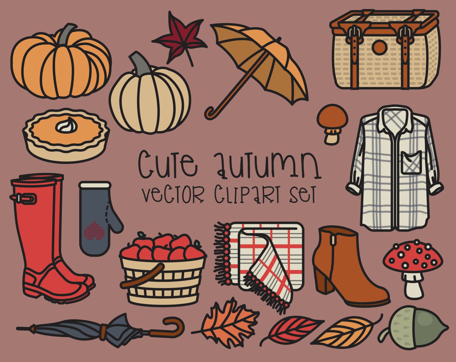 Premium Vector Clipart Cute Autumn Clipart Kawaii Fall