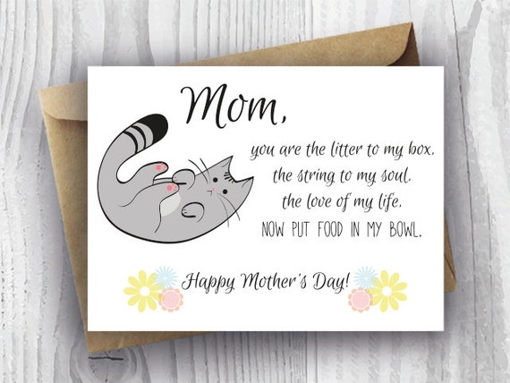 Mothers Day Card Floral Printable Funny Mothers Day Cat Card