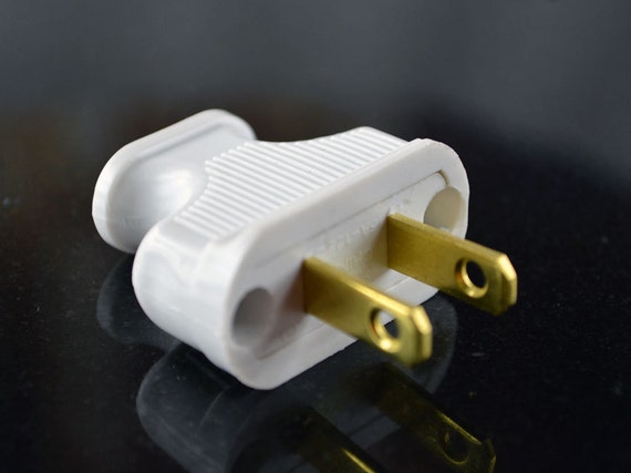WHITE Electrical Plug Vintage Style 2-Prong Antique