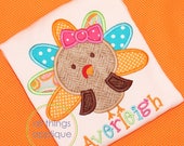 Items similar to Patchwork Turkey Applique Design - Girl Bow - Satin ...