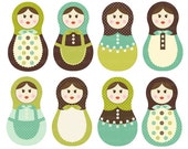 Items similar to Calm dools (Babushka dolls), Russian Digital Clipart ...