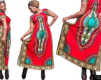 Red african dress | Etsy