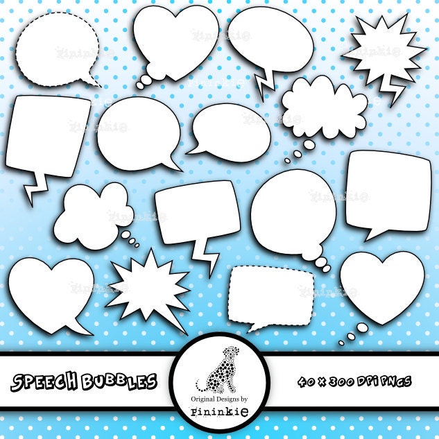 Speech Bubbles Clip Art INSTANT DOWNLOAD Commercial Use
