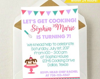 Chef Birthday Invitation PRINTABLE Girl/Boy Cooking Party