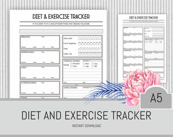 Diet and Exercise Journal PDF File/Printable