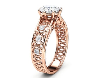 Ayala Jewelry Unique Engagement Ring Rose Gold by AyalaDiamonds