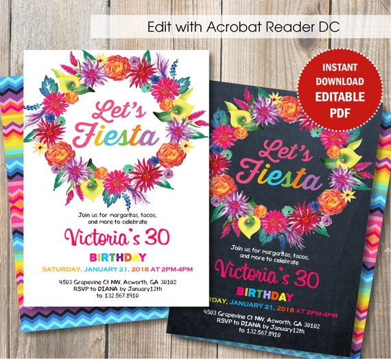 Editable Mexican Fiesta Invitation / Fiesta Birthday