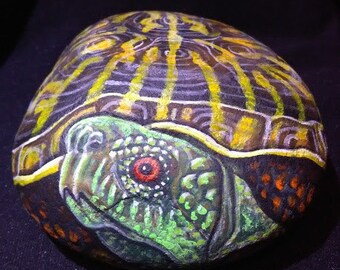 Painted turtle rock | Etsy