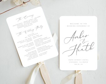 Wedding Program Fan Template printable rustic wedding fan