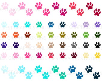 Paws print heart pet cat dog clipart digital clip-art