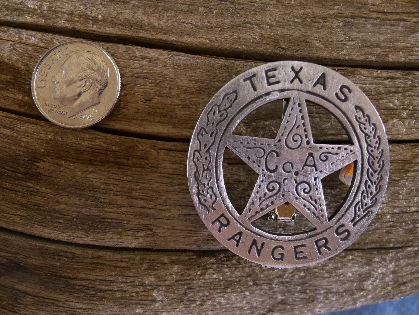 Texas Rangers Company A Badge with pin back