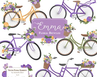 Emma Floral Heart Clipart & Vectors in Mint and Coral mint