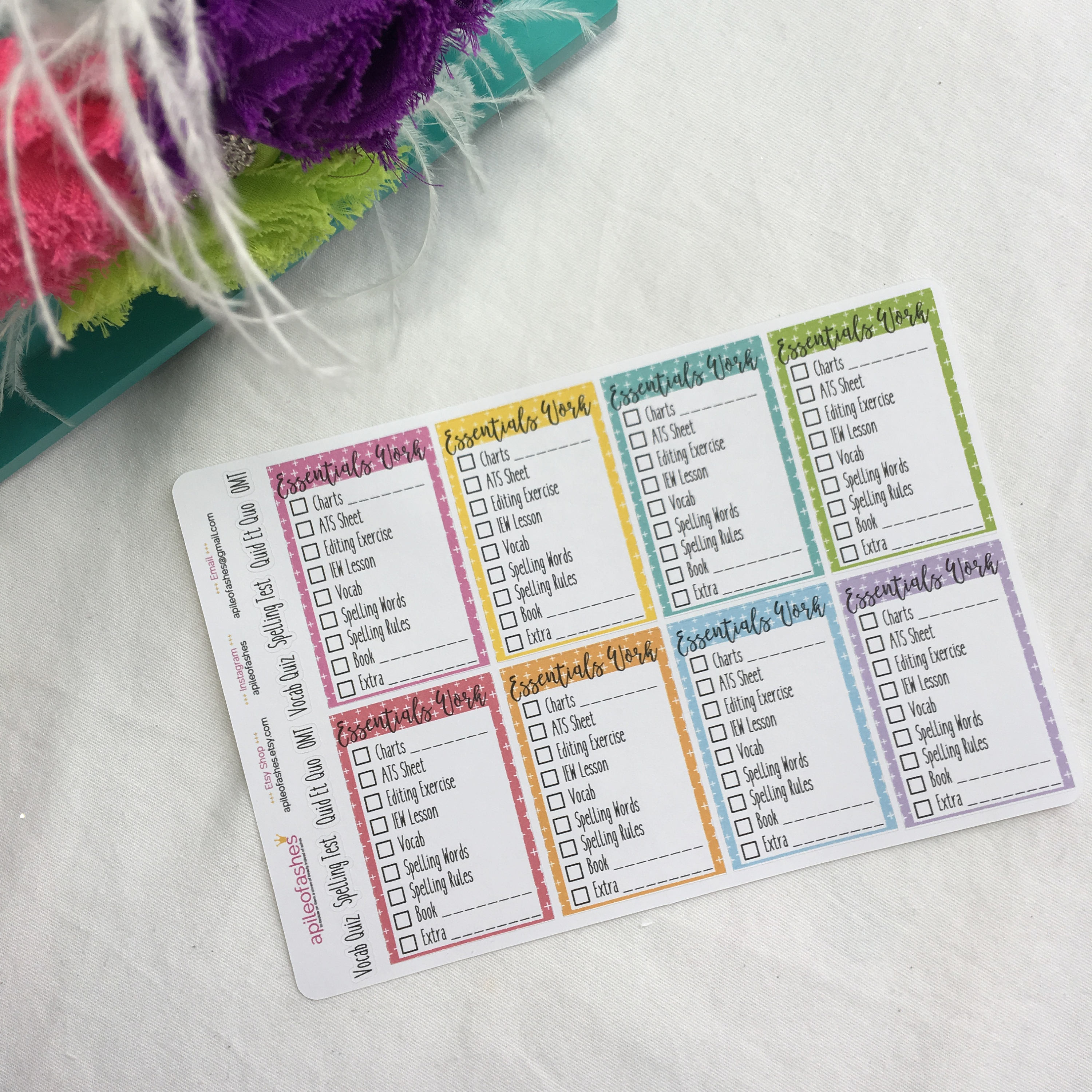 CC Essentials Stickers Daily Subject Checklist Planner