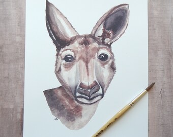 Kangaroo watercolor | Etsy