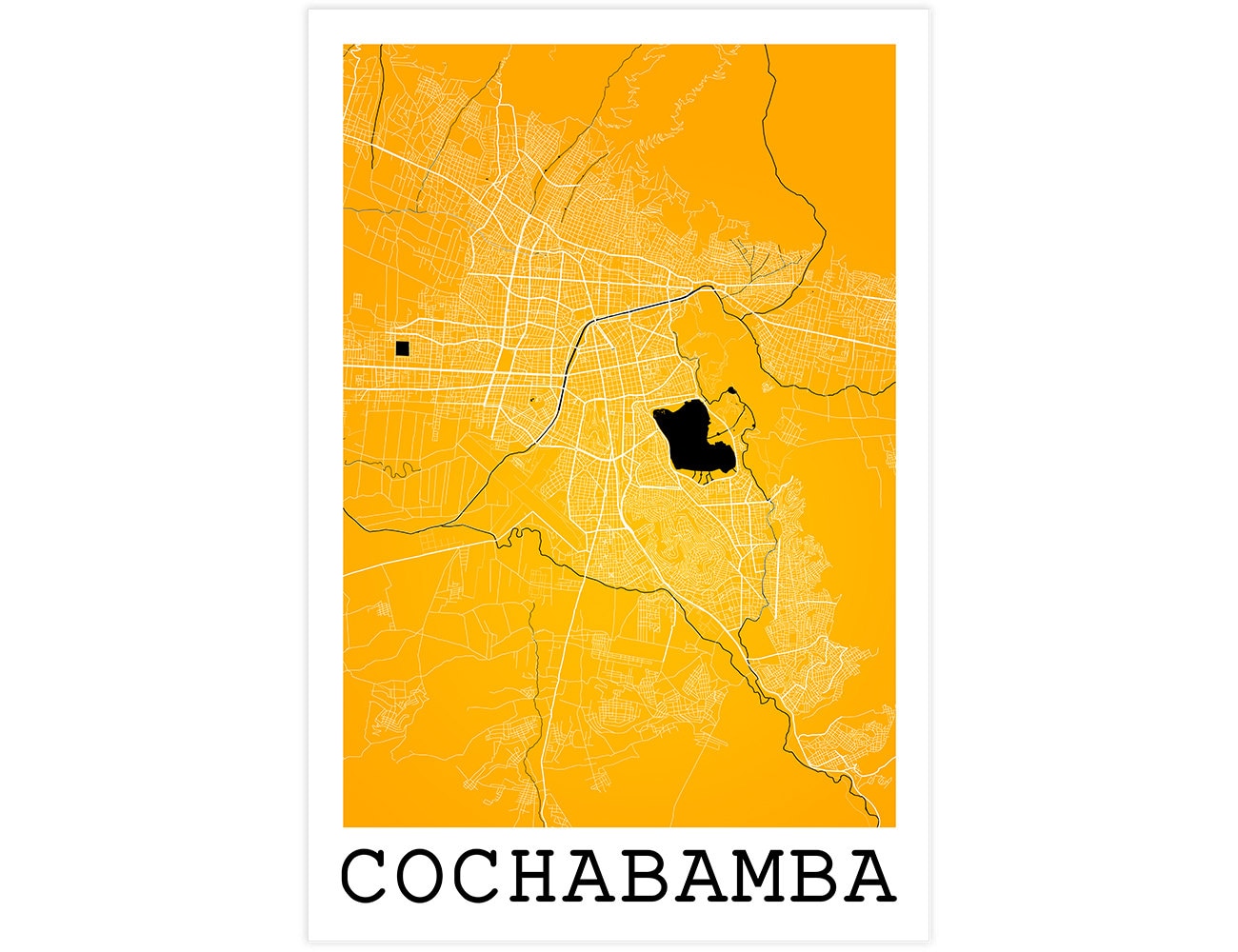 Cochabamba Street Map Cochabamba Bolivia Modern Art Print