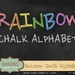 Rainbow Chalkboard Alphabet Clipart Chalk Style Letters and