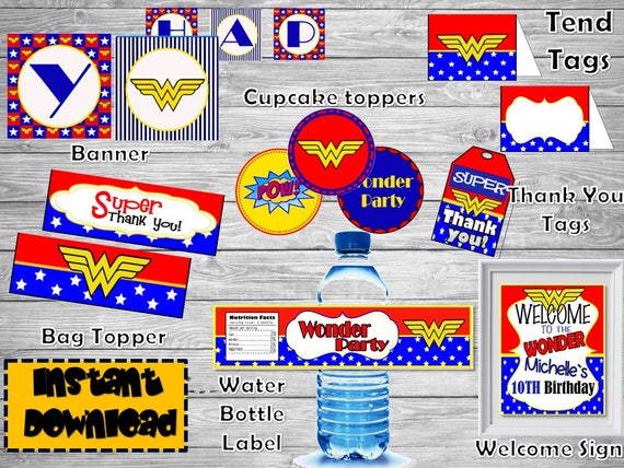 Wonder Woman Party supplies Wonder Woman decorations Wonder