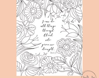 Bible Verse Coloring Page Philippians 4:13 Printable