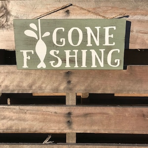 Gone fishing sign | Etsy