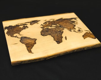 Wood world map | Etsy