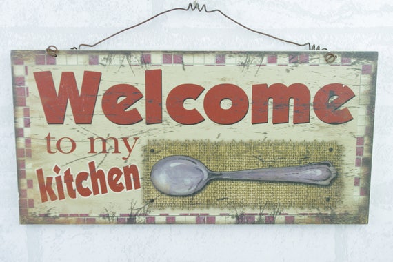 Shabby Chic Plaque Welcome To My Kitchen Large Sign ideal