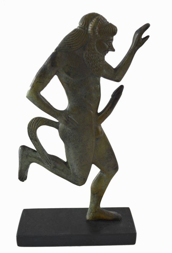 Satyr sculpture bronze statue ancient Greek mythic creature