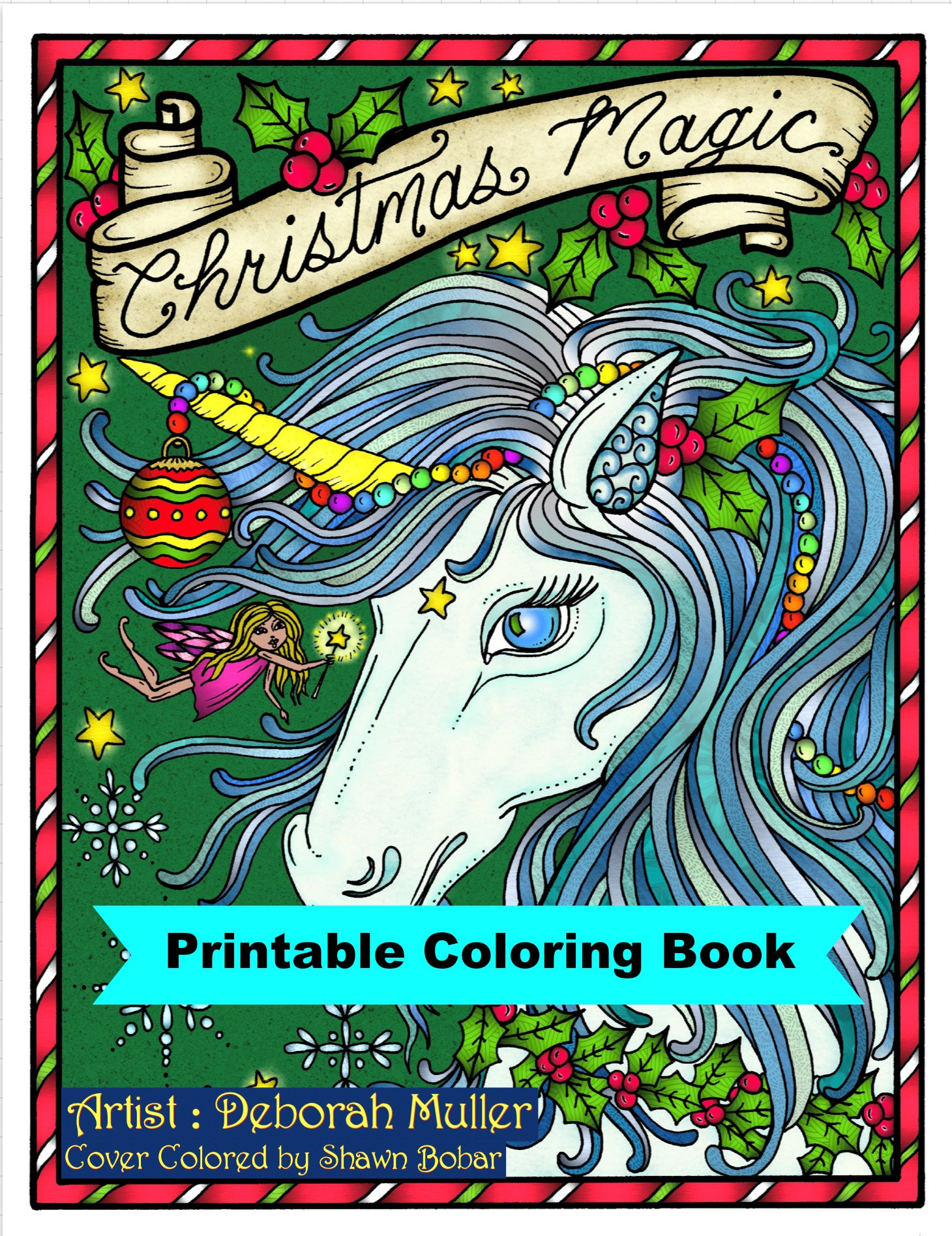 Christmas Magic Digital Coloring Book Pages Fantasy Art adult