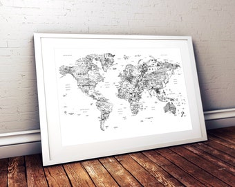 Printable world map | Etsy