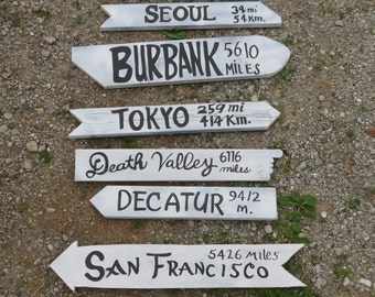 6 Hand painted Wood Directional Signs Destination Sign Arrow