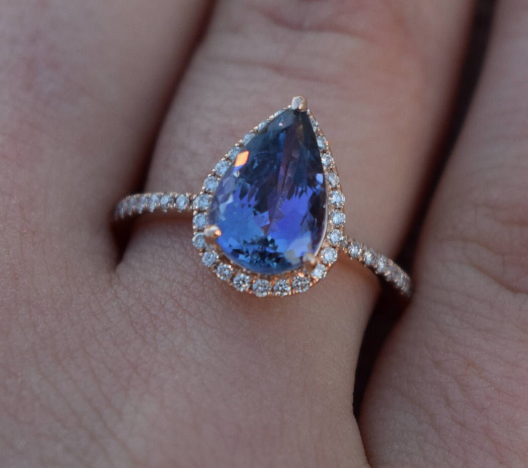 reserved - part 2 Tanzanite Ring. Rose Gold Engagement Ring Lavender ...