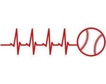 Baseball heart beat | Etsy