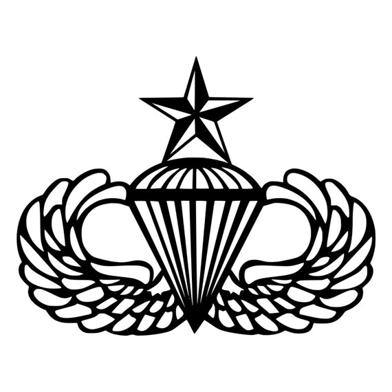 Airborne Wings Senior Jumpmaster Star Die-Cut Decal Car Window