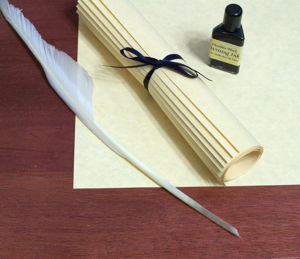 Renaissance Writing Set with Calligraphy Parchment Paper
