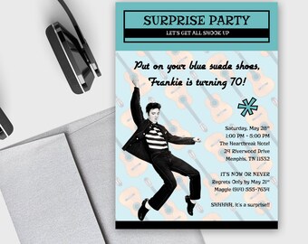 Elvis Presley Milestone Birthday Invitation Surprise Party