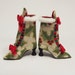 Miniature Christmas Dolls House Boots in 1/12th scale