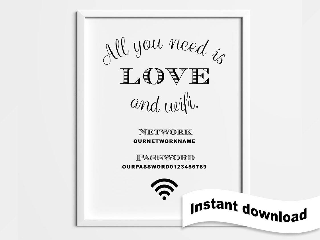 Funny wifi password sign printable wifi 5x7 all you need is
