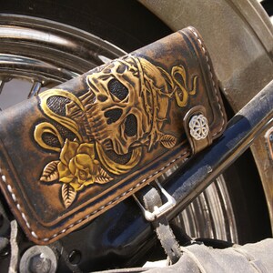 Leather biker wallet | Etsy