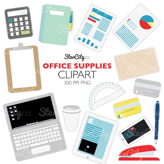 Items similar to Office Supplies Clip Art, Office clipart, Business ...