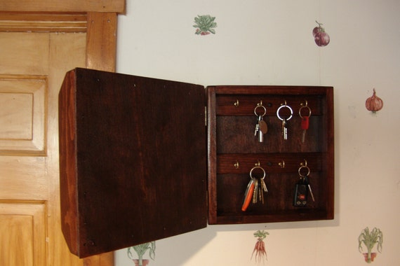 11h Hidden Key Box & Mail Organizer Handcrafted Wooden
