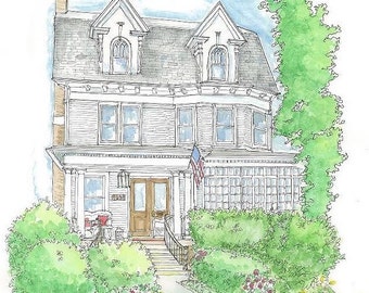 Custom house drawing | Etsy