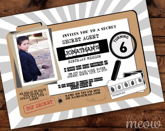 Secret agent invite | Etsy