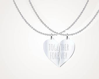 Split heart necklace | Etsy