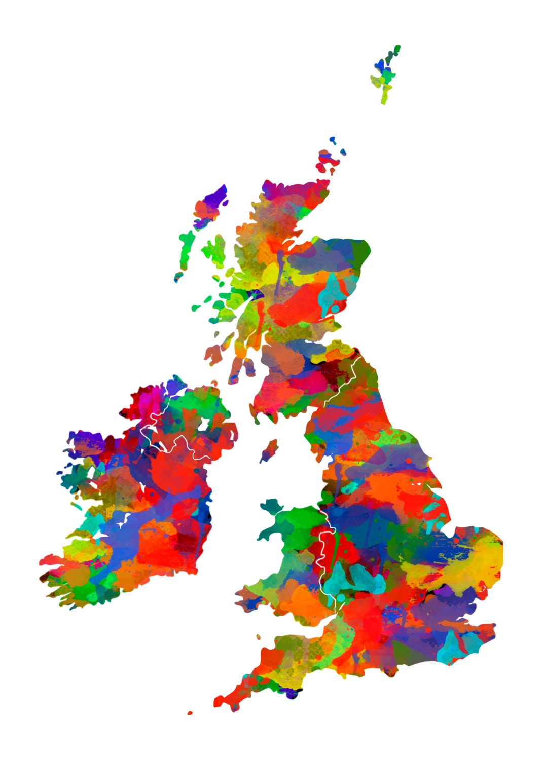 Great Britain Watercolor Map Watercolour digital art image