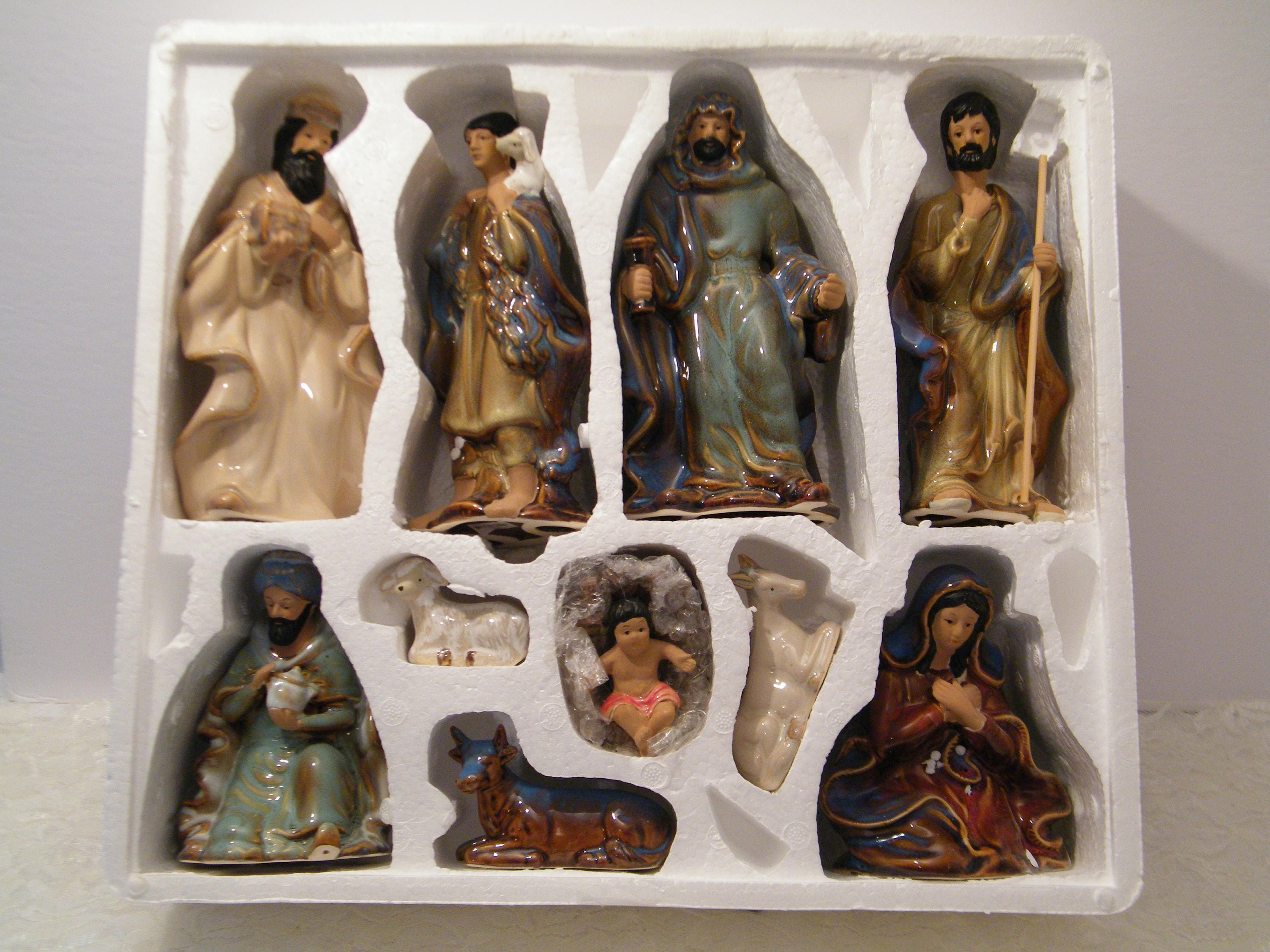 ON SALE 11 Piece Nativity Set Artesian Glazed Porcelain