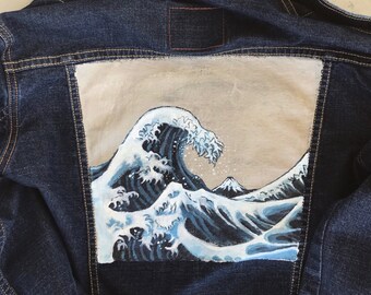 Hand painted denim | Etsy